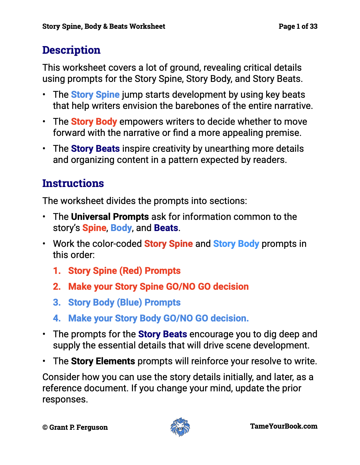 Free Story Beats Workbook Package - Tame Your Book